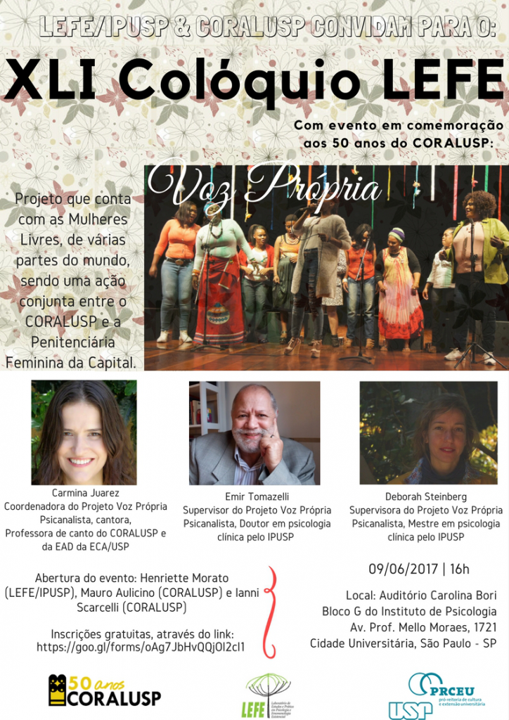 XLI Colóquio do LEFE: “Voz Própria” – Instituto de Psicologia – USP